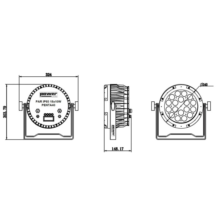 PAR SLIM 18x10W IP65 PENTA40 - Par Slim 18 Leds De 10W 5-en-1 (Angle 40°)