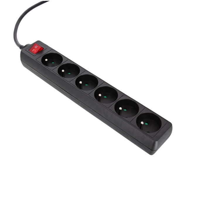 MULTIPLUG-6 - Multiprise Electrique Noire à 6 Prises